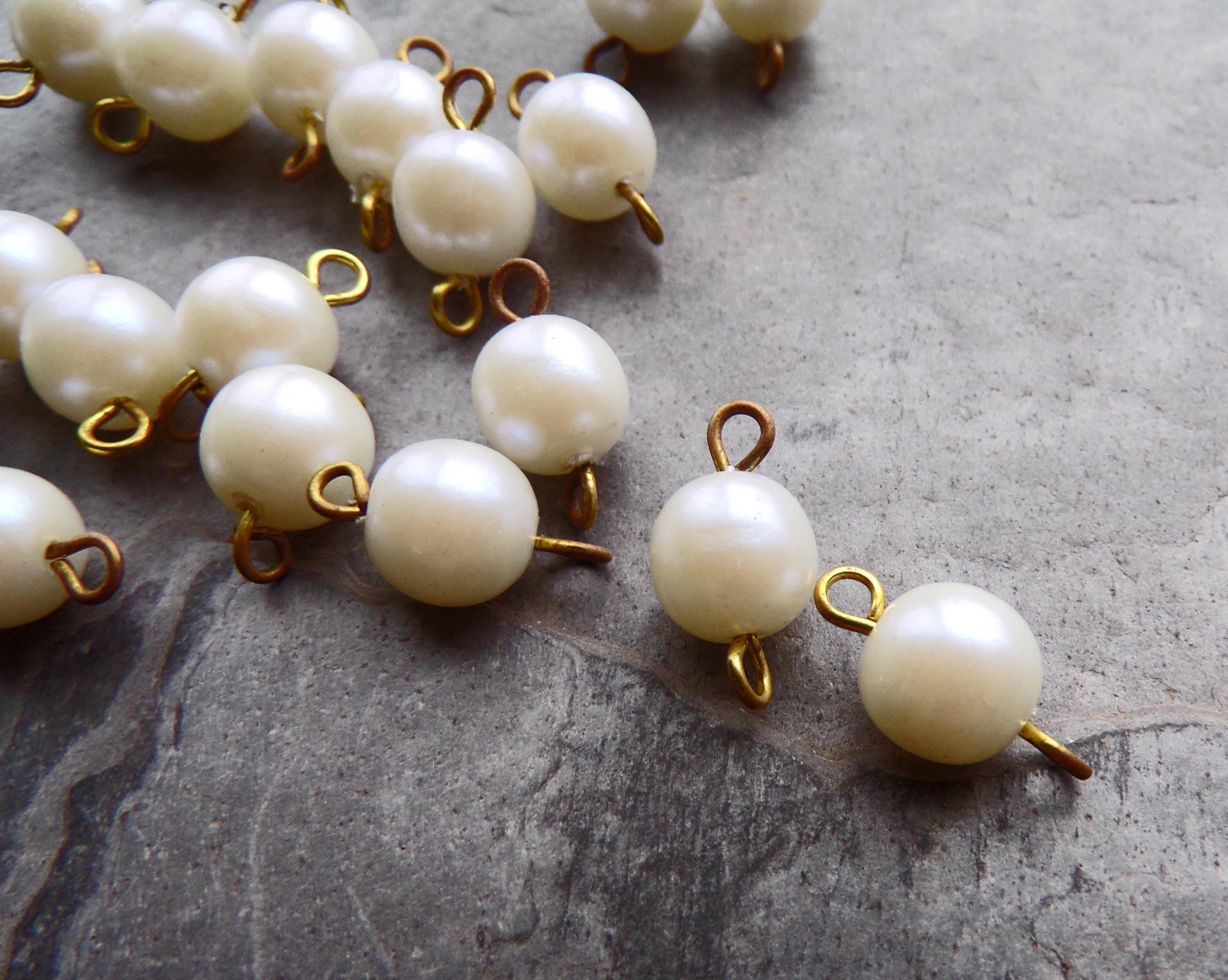 12 Vintage Lucite Pearl Connector Links, Japan, Iridescent, 15mm ...