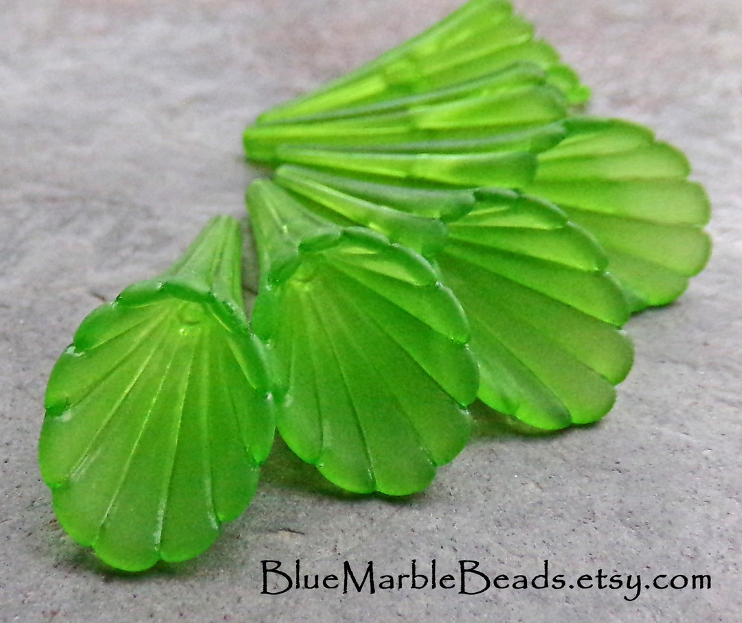6 West German Trumpet Flower Beads, Elongated Flowers, Asymmetrical ...