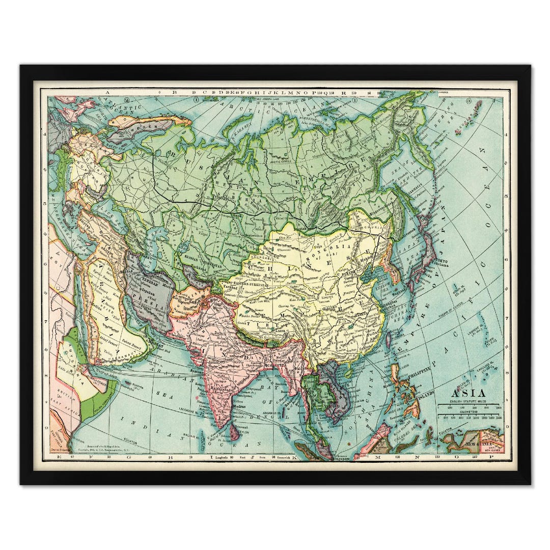 Vintage Map of Asia Print, Old Map, Asian Gifts, Asian Wall Art, Asia ...