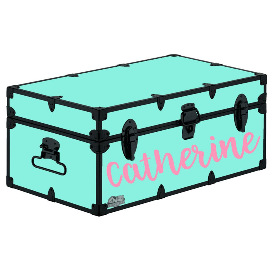 Personalized Camp Trunk Decal - Custom Name Decal - Brush Lettering ...
