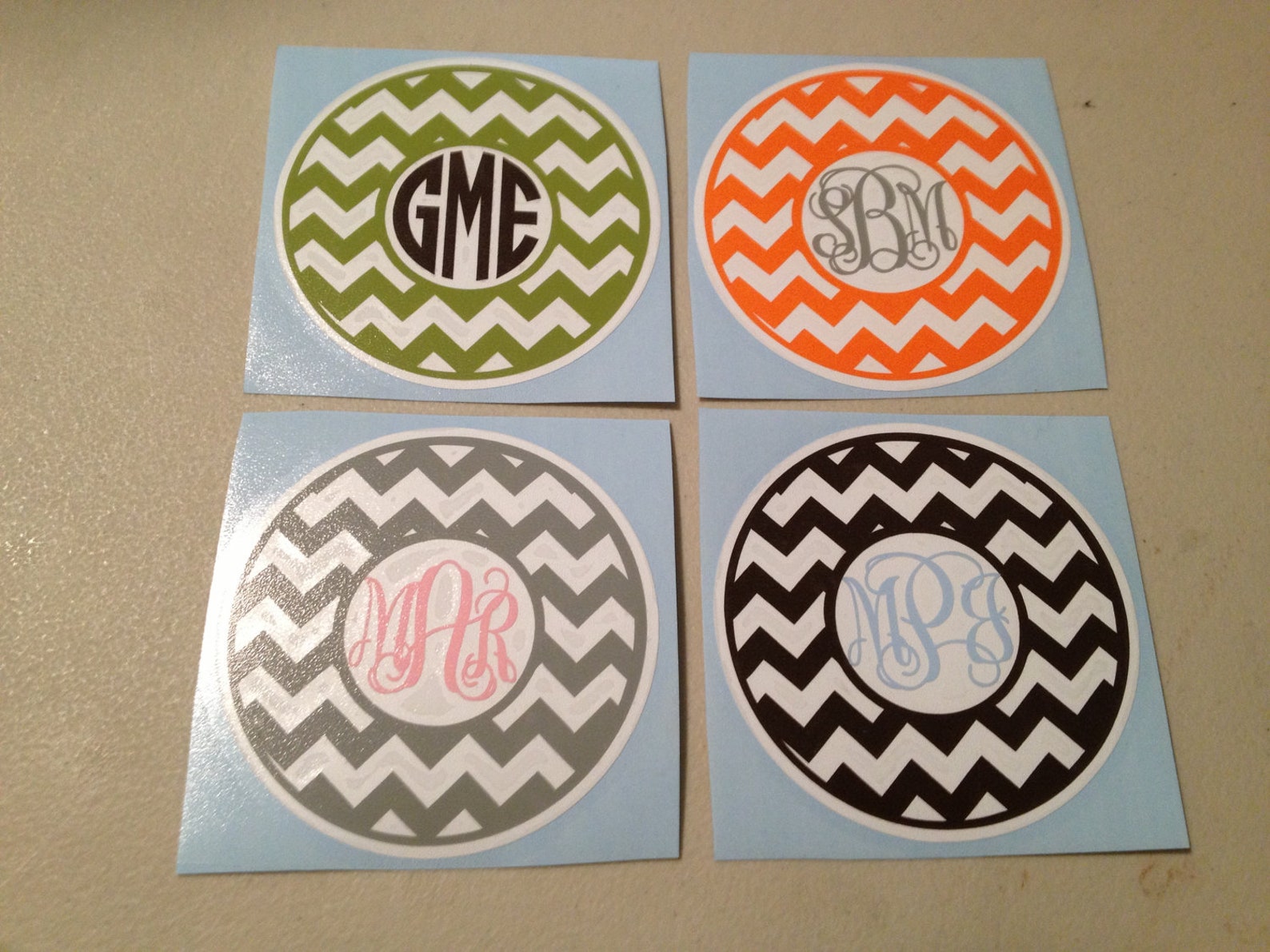 Chevron Monogram Decal 3 Sticker - Etsy