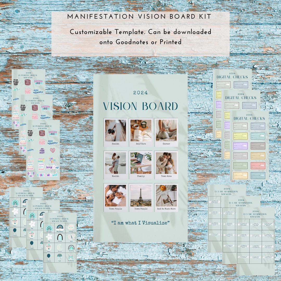 Manifestation Vision Board Kit Digital Vision Board Affirmation ...