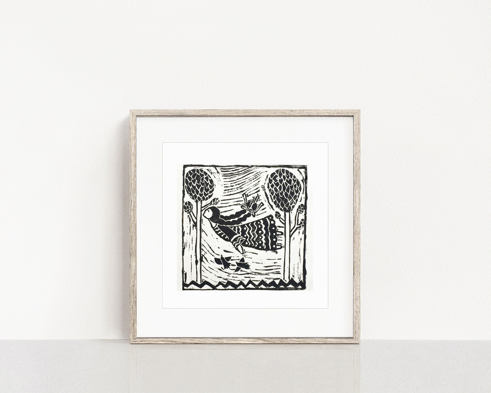 Handmade Original Lino Print, Hand Printed Woodcut Art, Bohemian Wall ...