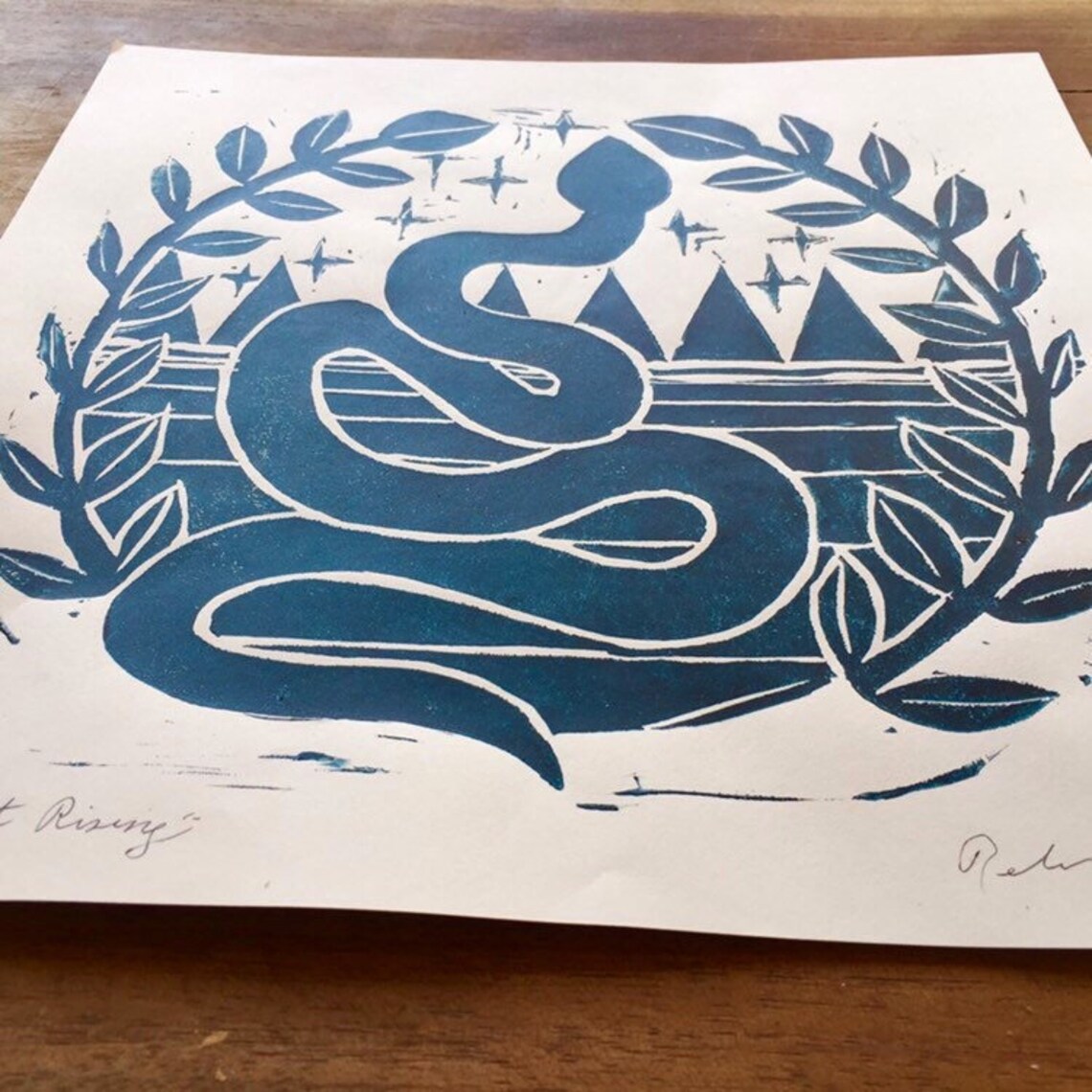 Hand Printed Serpent Snake Wall Art Occult Witchy Art Print | Etsy