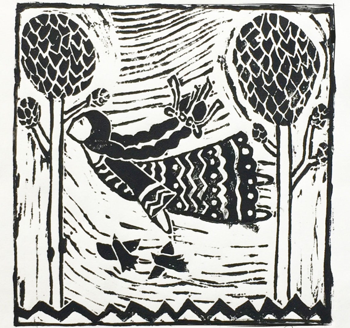 Handmade Original Lino Print Hand Printed Woodcut Art - Etsy