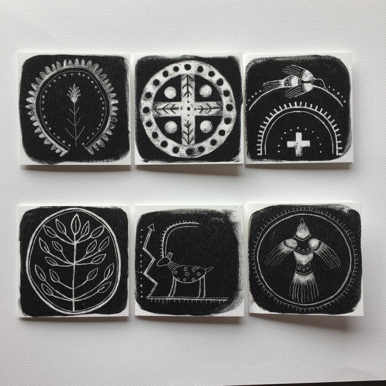 Symbolic Mini Note Cards With Envelopes, Tribal Mini Note Cards, Square ...