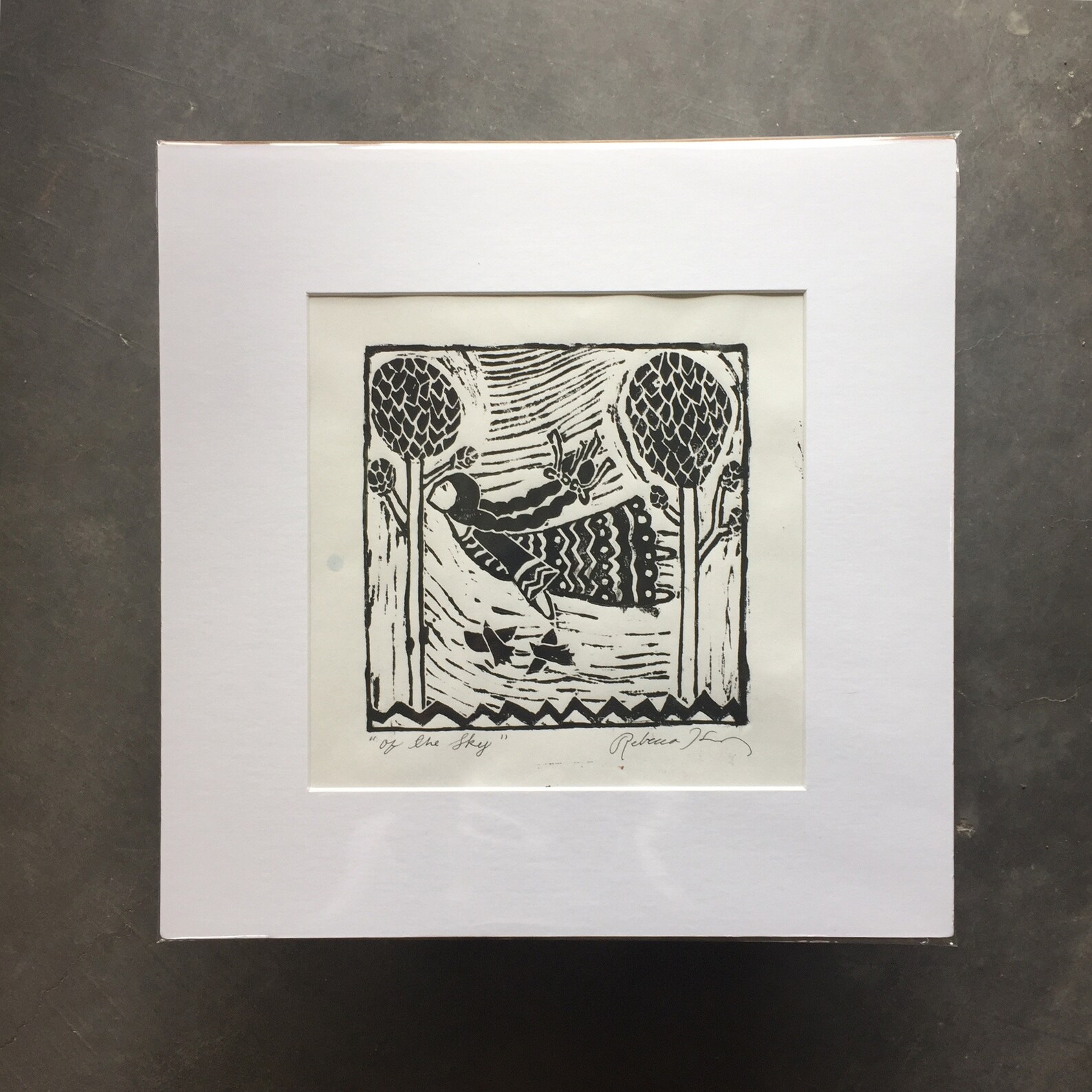 Handmade Original Lino Print, Hand Printed Woodcut Art, Bohemian Wall ...