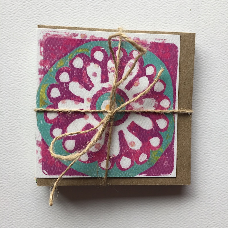 Colorful Mandala Mini Note Card Set of 8, Mini Square Notecards, Mini ...