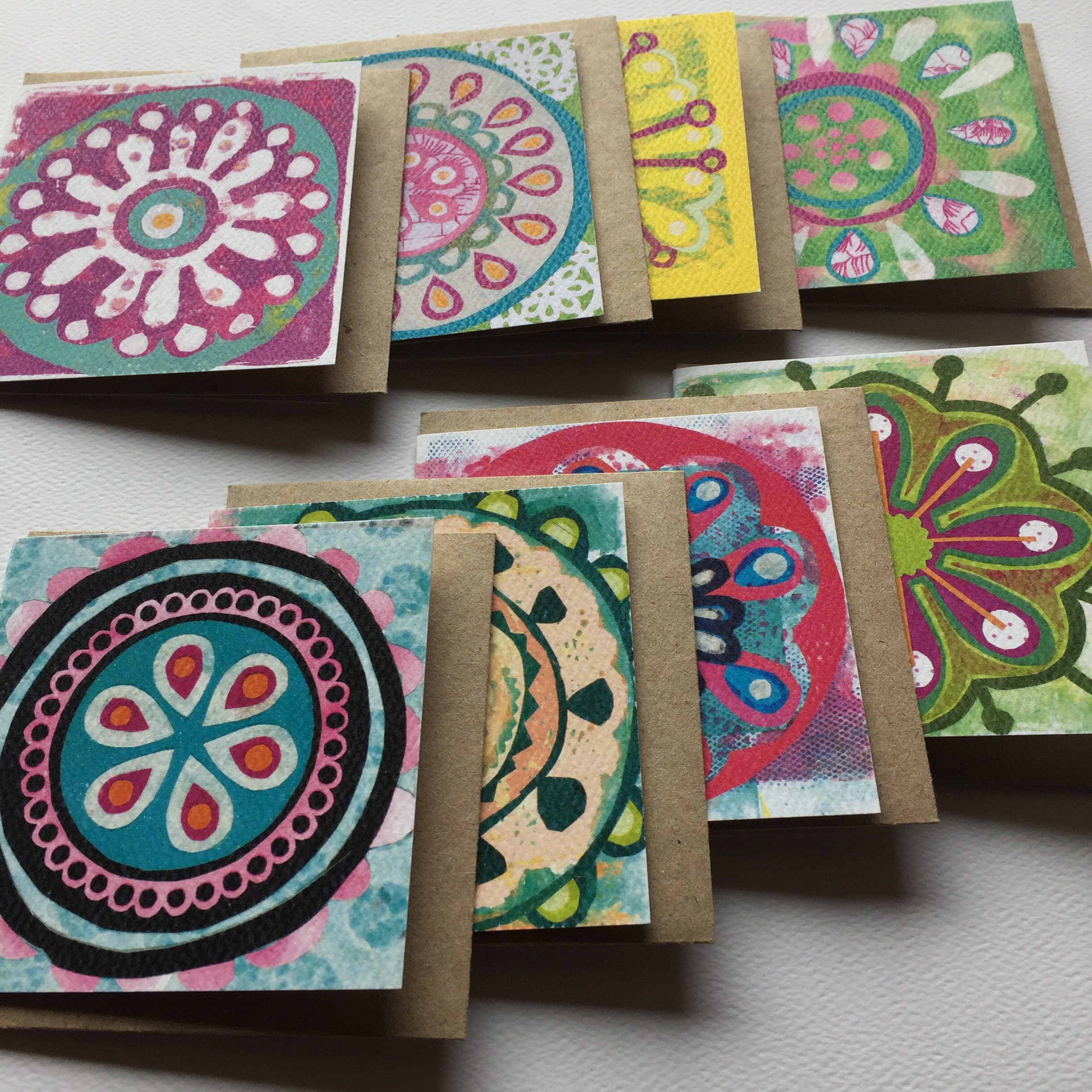 Colorful Mandala Mini Note Card Set of 8, Mini Square Notecards, Mini ...