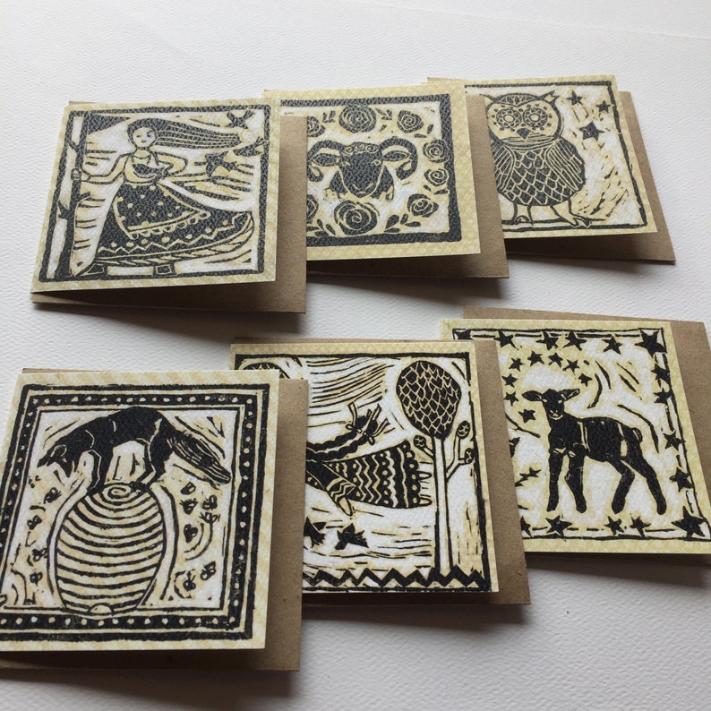 Combo Variety Pack of 6 Little Cards, Blank Folded Mini Card Assortment ...