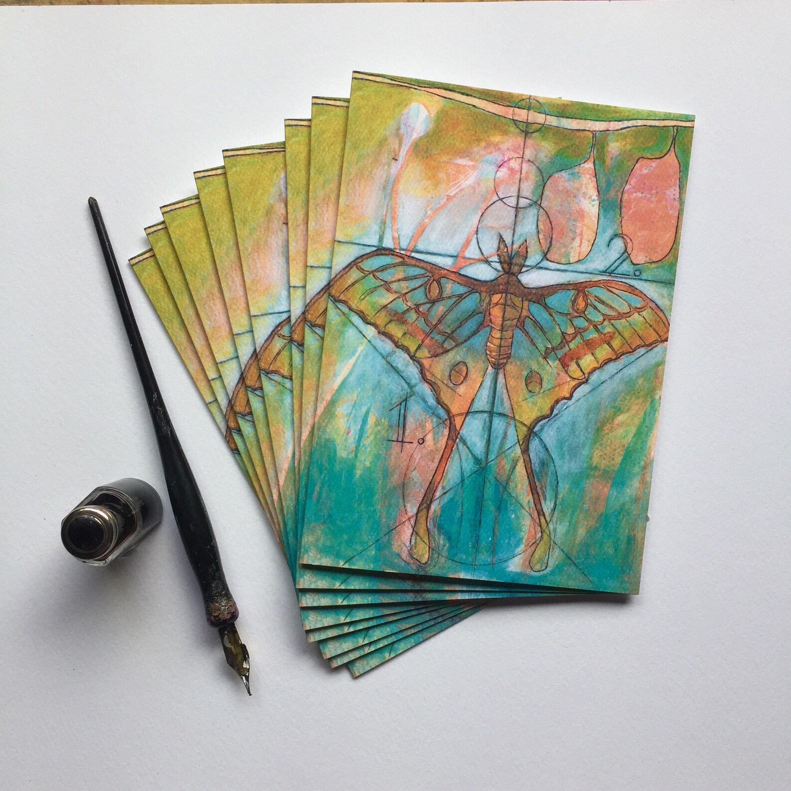 Moth Packaged Card Set, Notecard Set, Textured Watercolor Paper ...