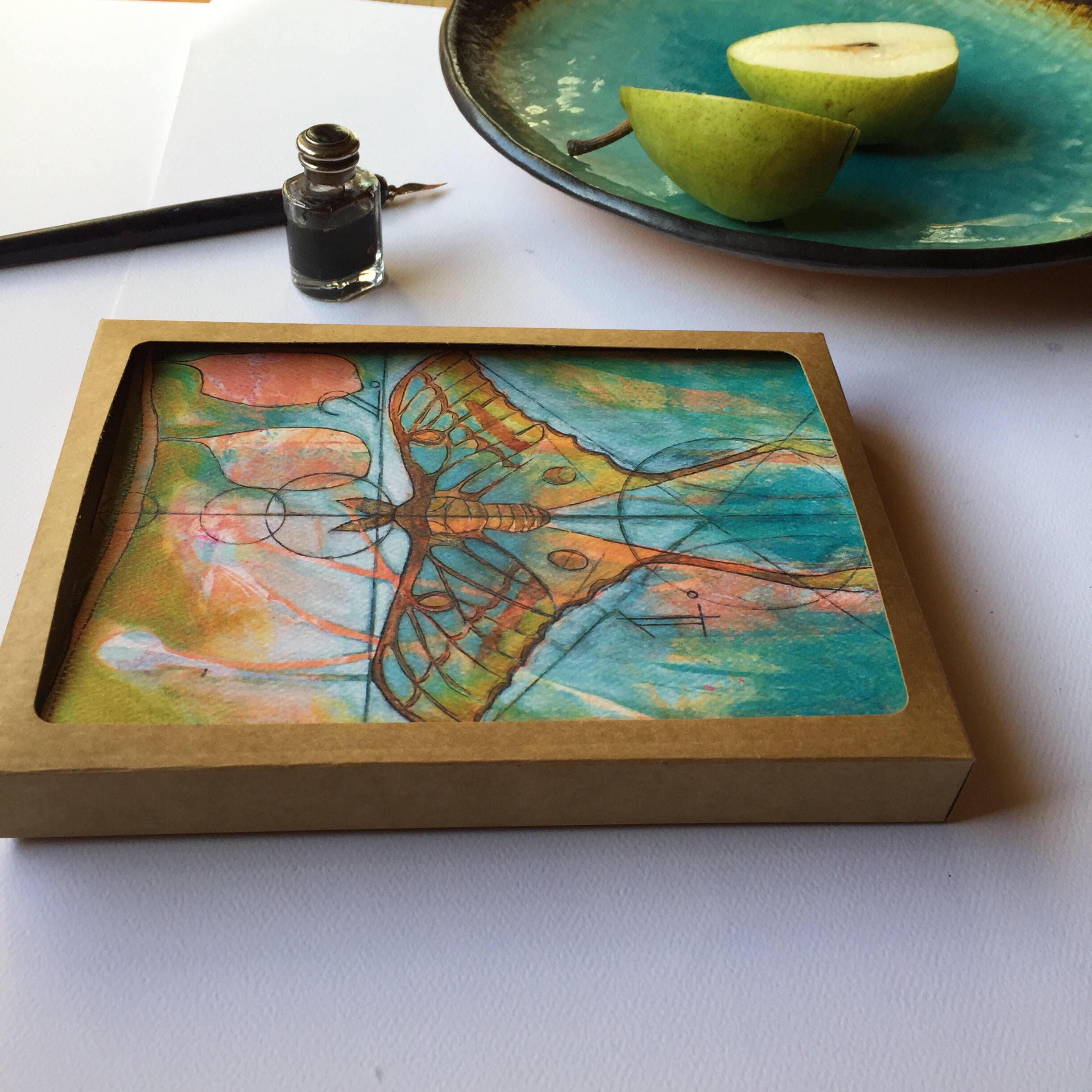 Moth Packaged Card Set, Notecard Set, Textured Watercolor Paper ...