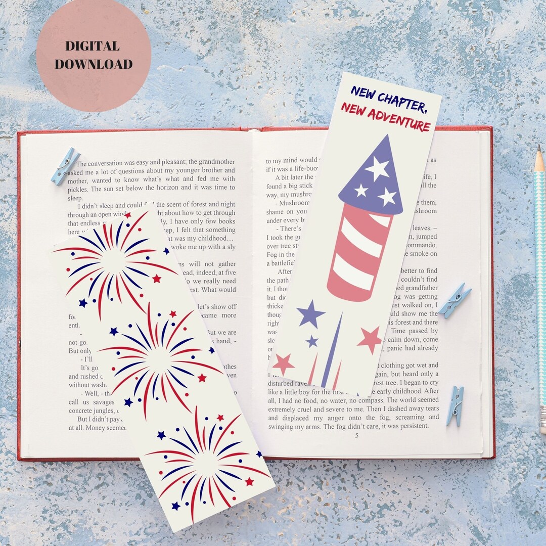 4th of July Bookmark, Printable USA Bookmarks, Bookmark Set, Instant ...