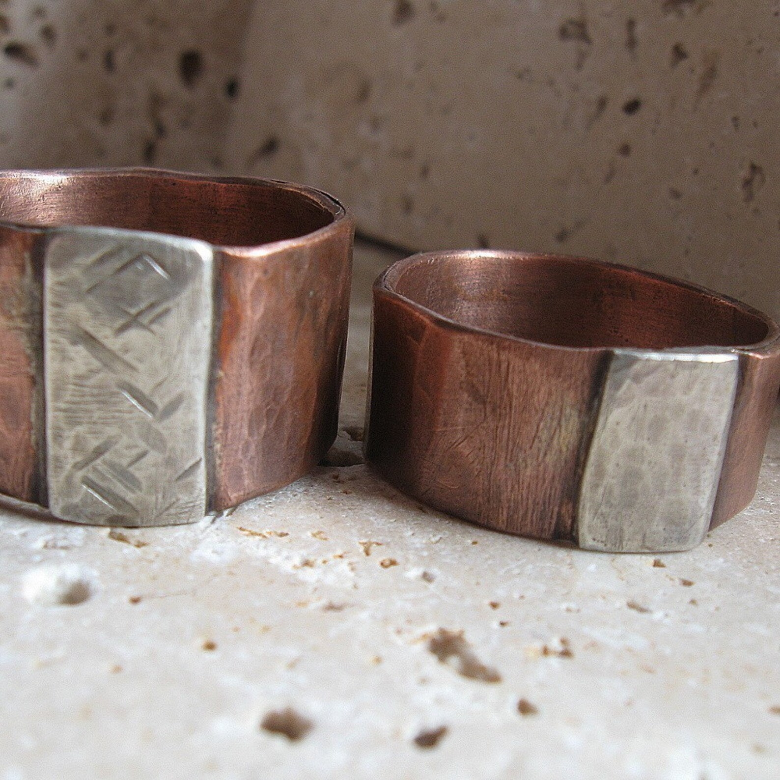 Mens ring of rustic copper and sterling | Etsy