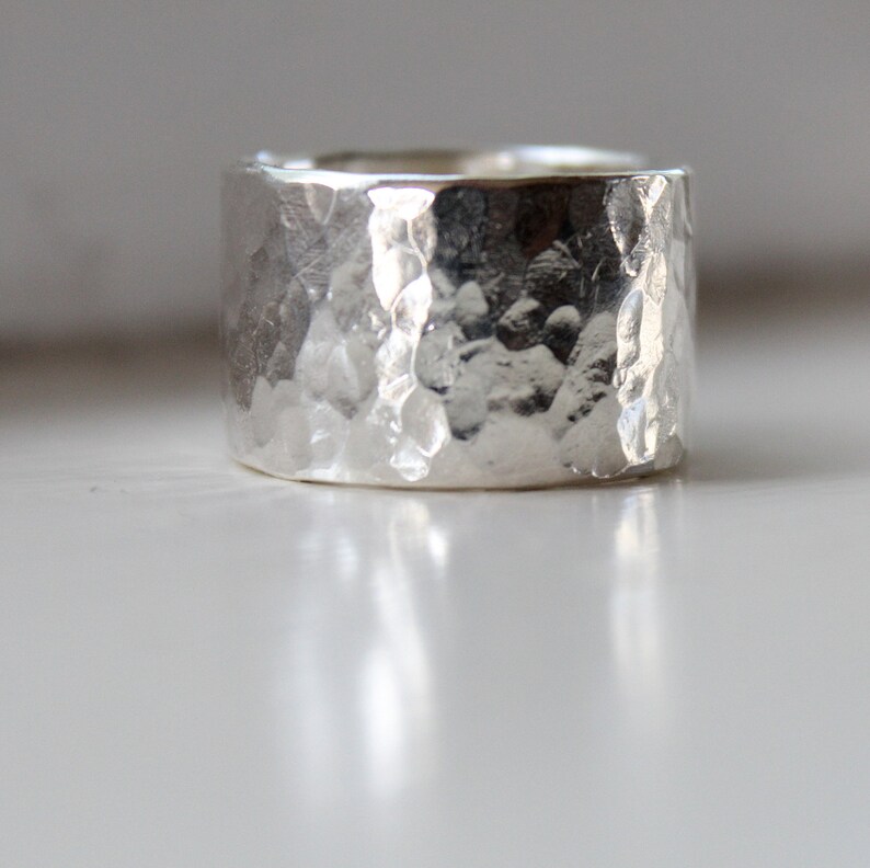 Rustic Wide and Heavy Silver Ring | Etsy