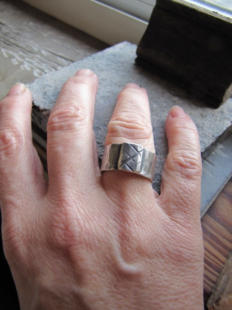 Mens ring of rugged sterling silver | Etsy