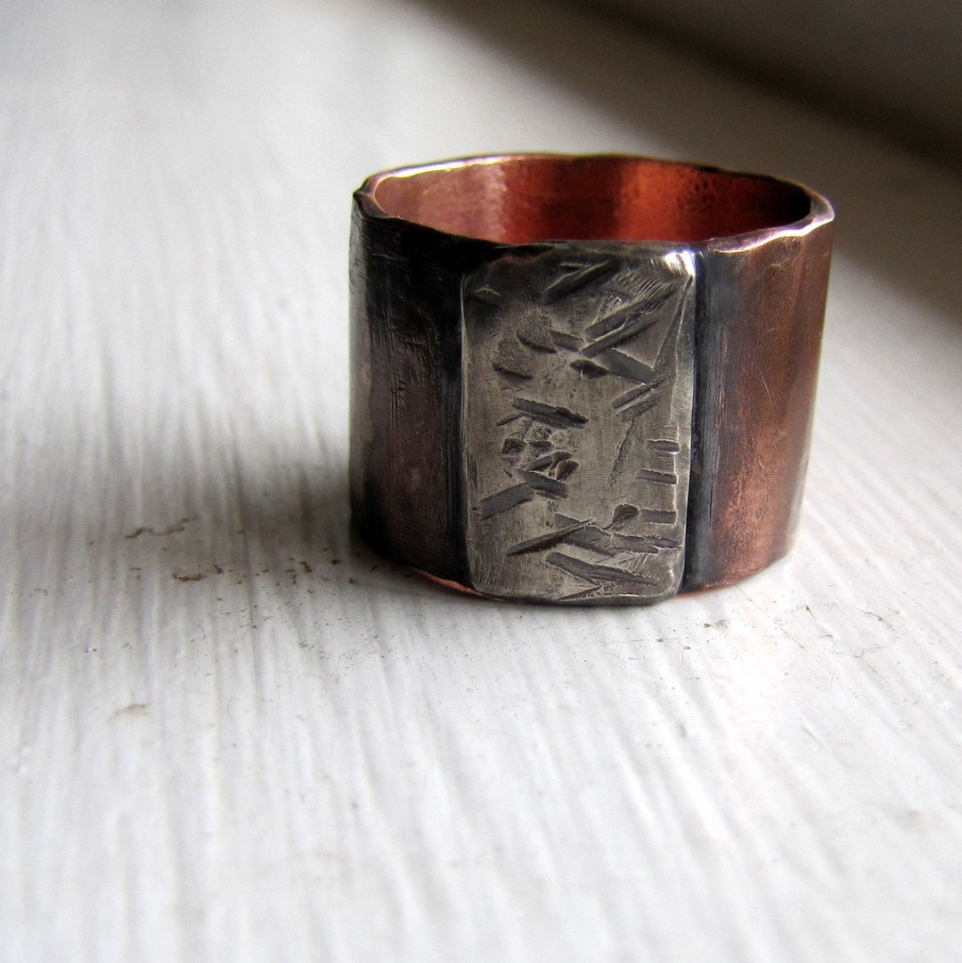 Mens Ring of Rustic Copper and Sterling - Etsy