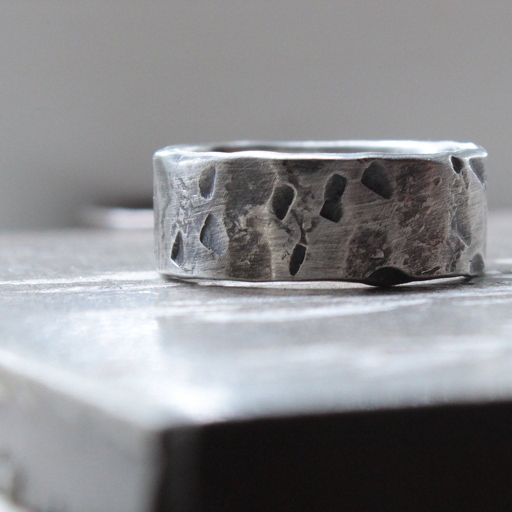 Textured Silver Ring - Etsy