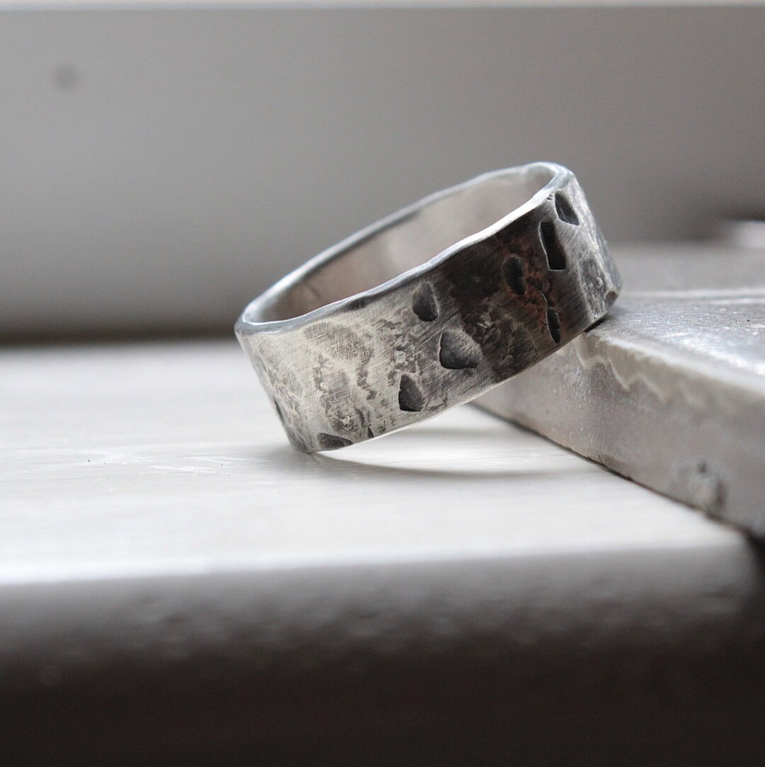 Textured Silver Ring - Etsy
