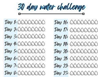 30 Day Hydration Challenge, Water Tracker, Water Diary, - Etsy