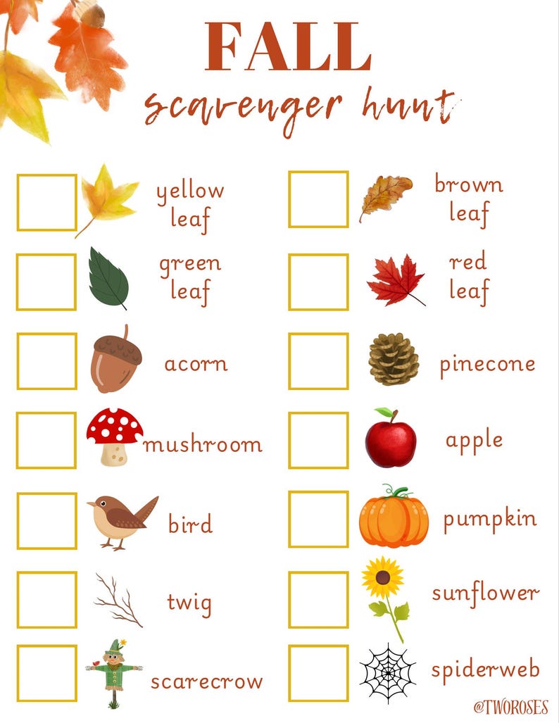 Fall Themed Scavenger Hunt - Etsy