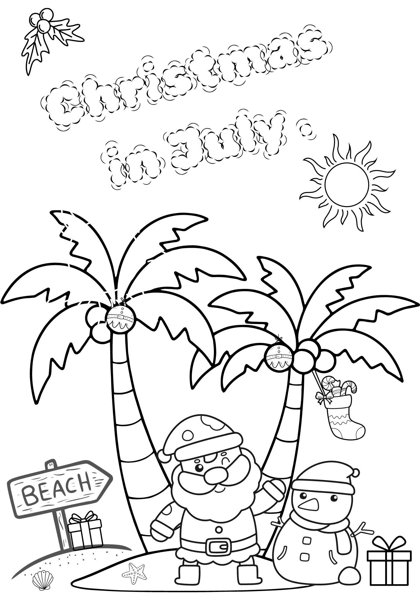 4 Christmas in July Coloring Pages. - Etsy