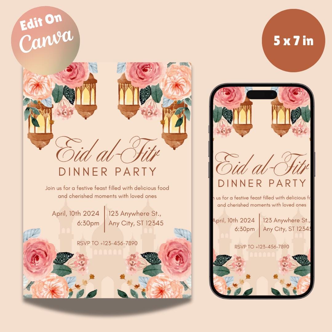Eid Ul Fitr Invitation, Eid Invitation, Eid Dinner Party Invitation ...