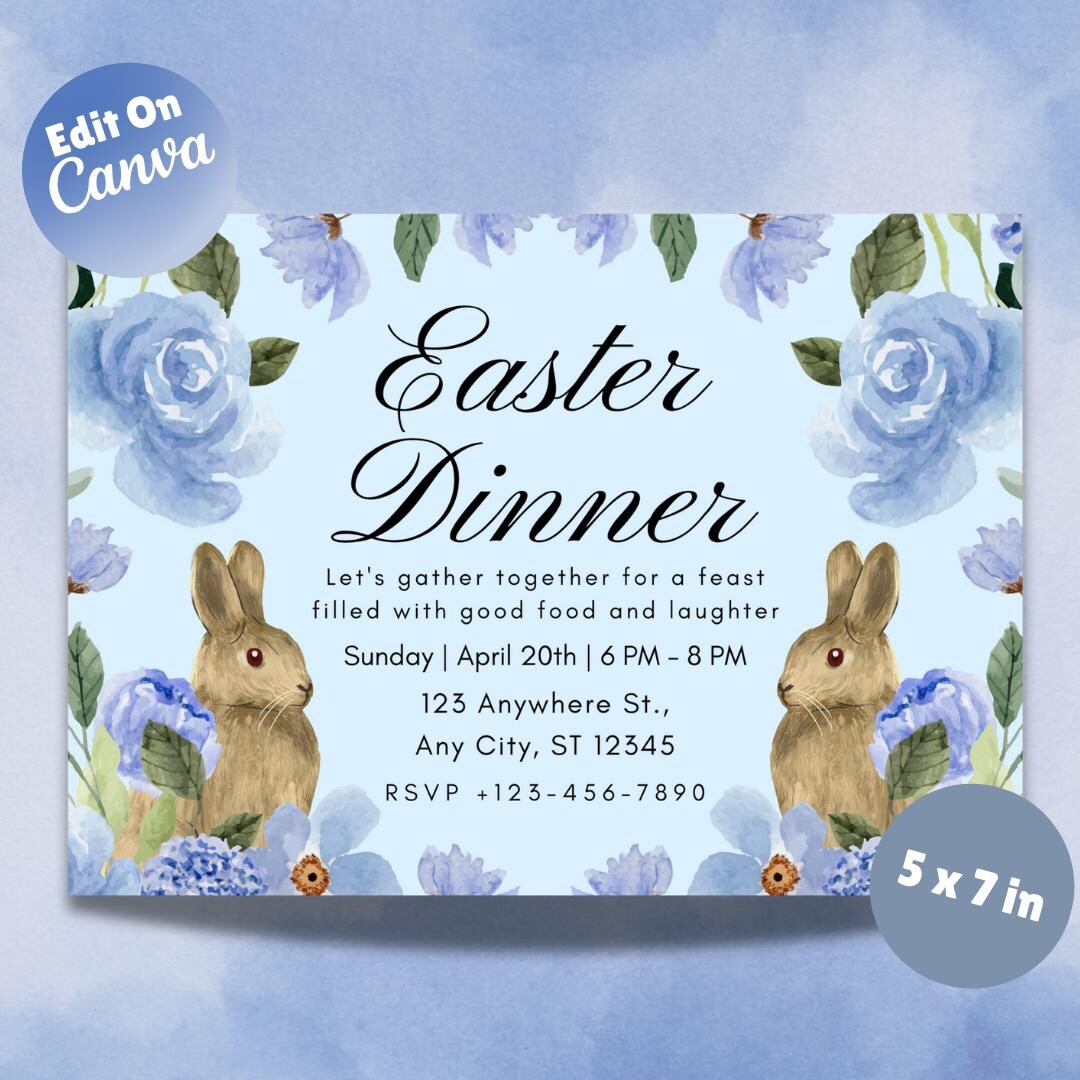 Easter Invitation Template, Easter Dinner Party, Easter Invitation ...