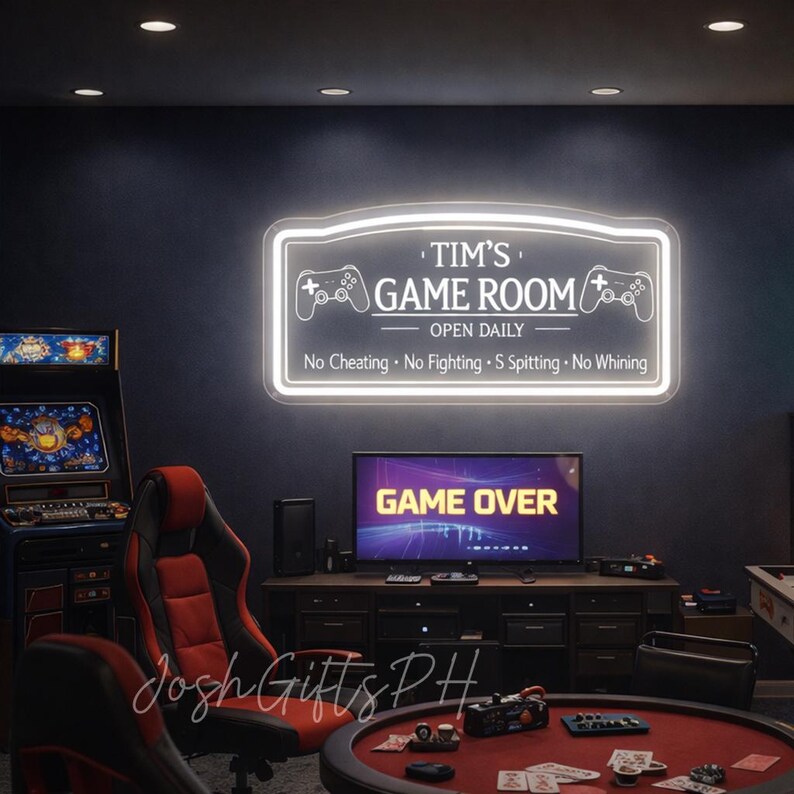 Custom Game Room Neon Sign, Cards Board Games Man Cave Decor,rec Room ...