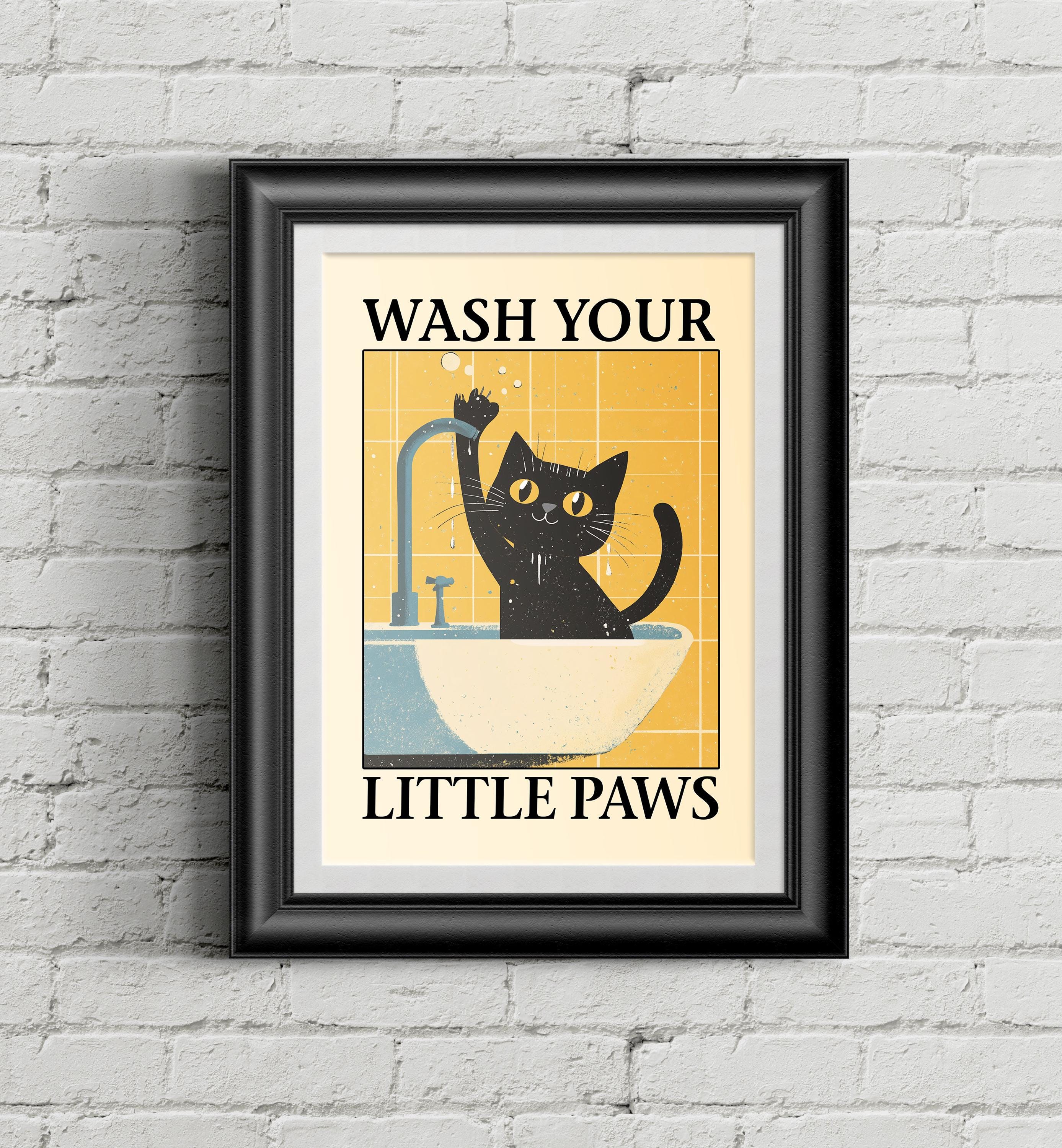 PRINTABLE | Wash Your Little Paws Print, Funny Bathroom Digital Print ...