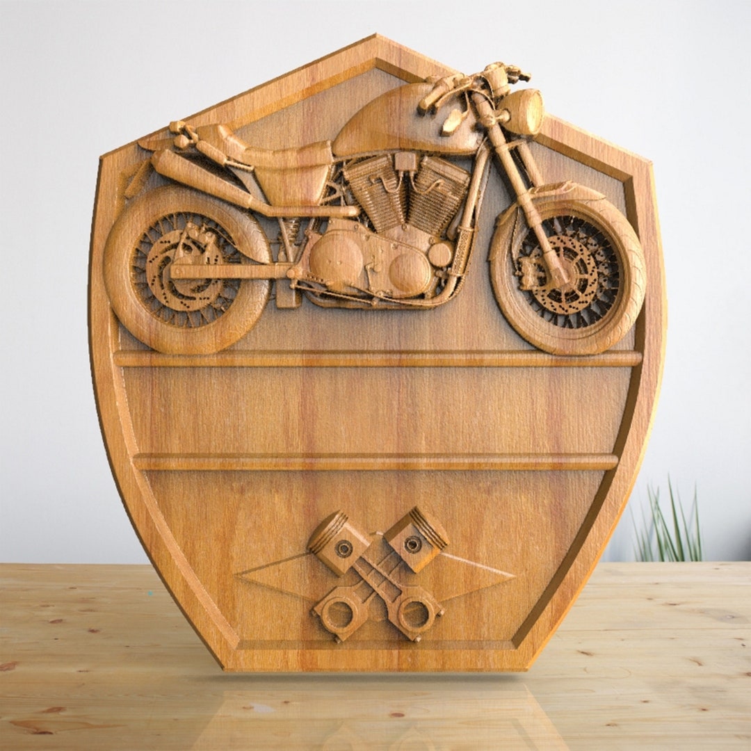 Cafe Racer Motorcycle - STL File for CNC Wood Carving, Cnc Router Files ...