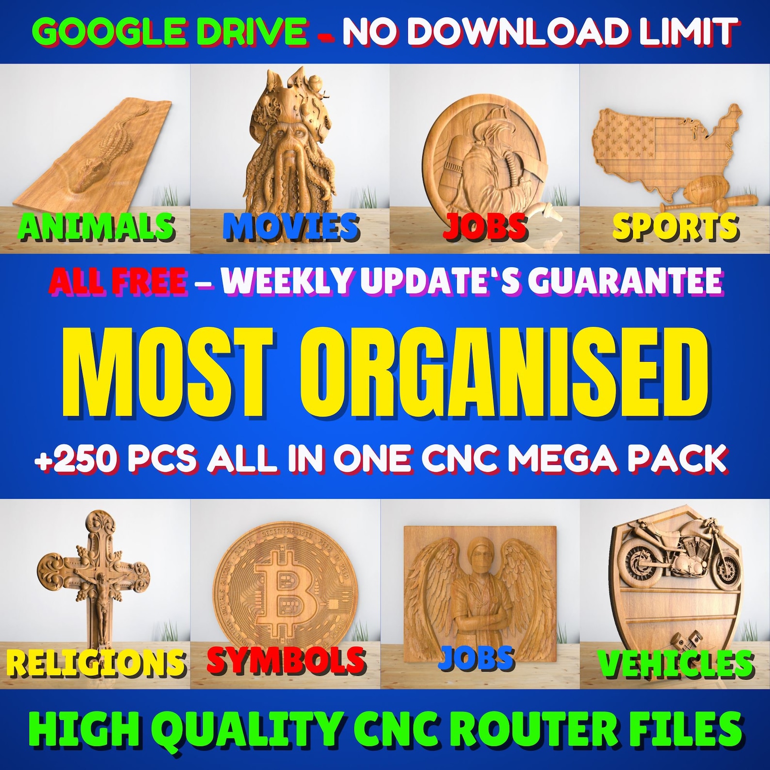 3D CNC Router STL Pack: 250 STL Files of Panel and Bas-relief for 3D ...