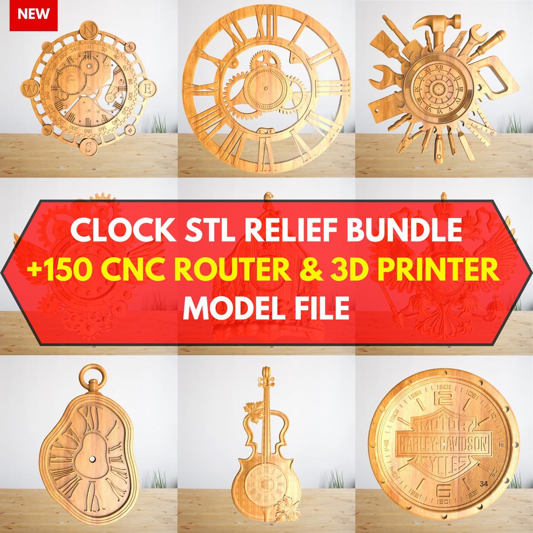 Clock Collection 3d Cnc Router Stl Pack 145 Stl Files Of Clocks