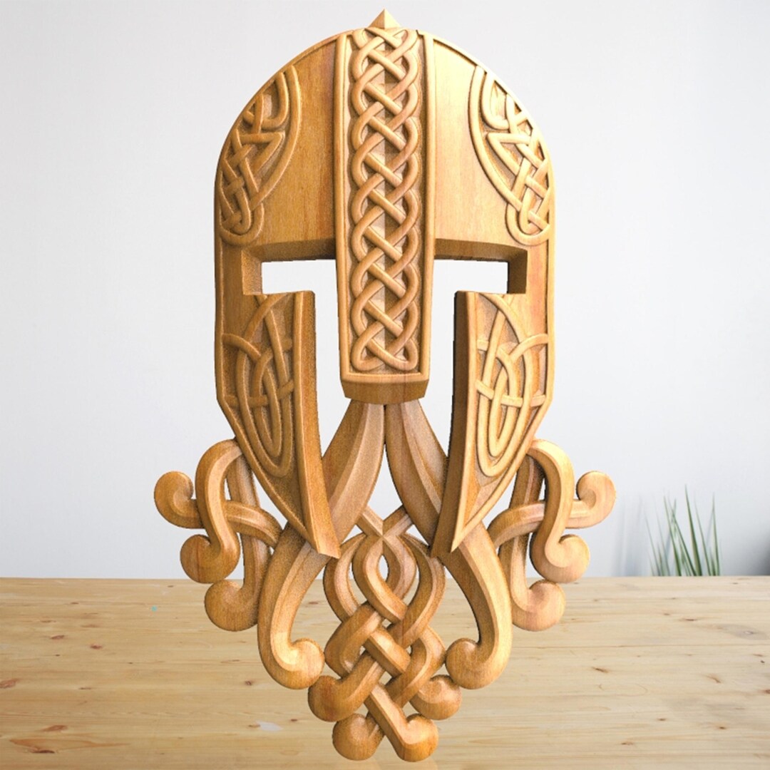 Viking Helmet - STL File for CNC Wood Carving, Cnc Router Files, Aspire ...