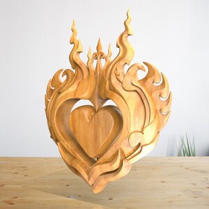 Burning Heart - STL File for CNC Wood Carving, Cnc Router Files - Etsy