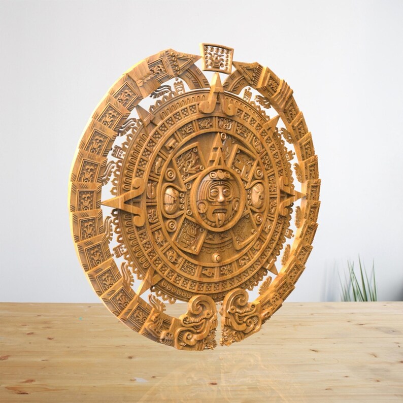 Maya Calendar Relief for 3D Printing & CNC Carving, Aztec Sun Stone ...