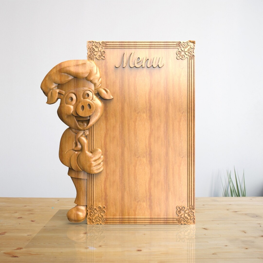 Pig Menu Board - STL File for CNC Wood Carving, Cnc Router Files - Etsy