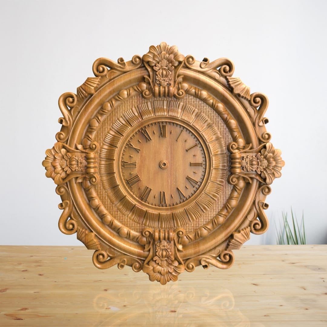 Wall Clock Stl File For Cnc Wood Carving Cnc Router Files Etsy