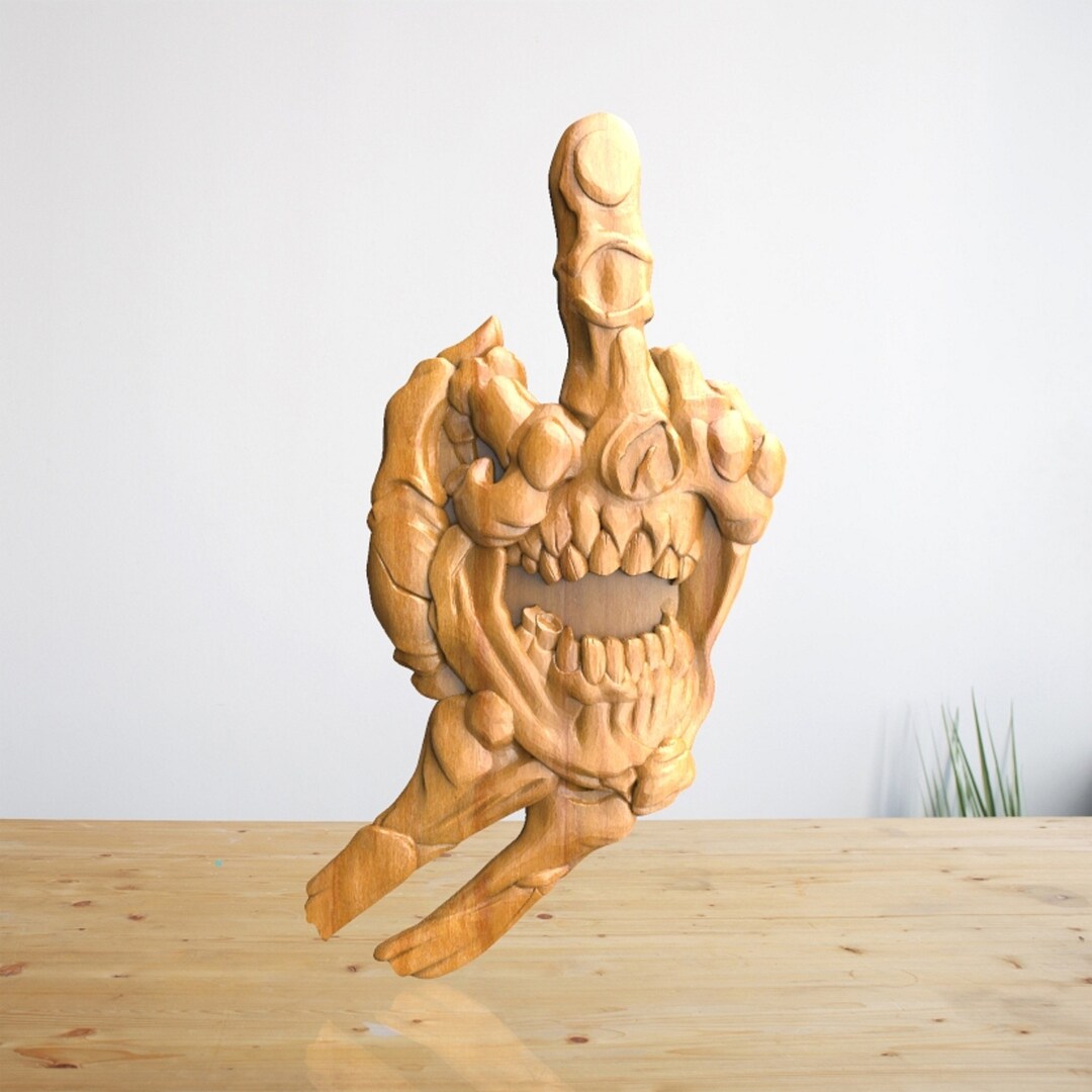 3D Fck Hand - STL File for CNC Wood Carving, Cnc Router Files - Etsy