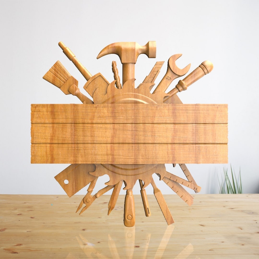 Workshop Wall Decor With Tools - STL File for CNC Wood Carving, Cnc ...