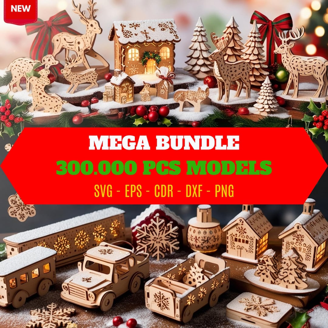 300k Laser Cut Files Mega Bundle - 3D 2D CNC Designs in Svg, Dxf, Cdr ...