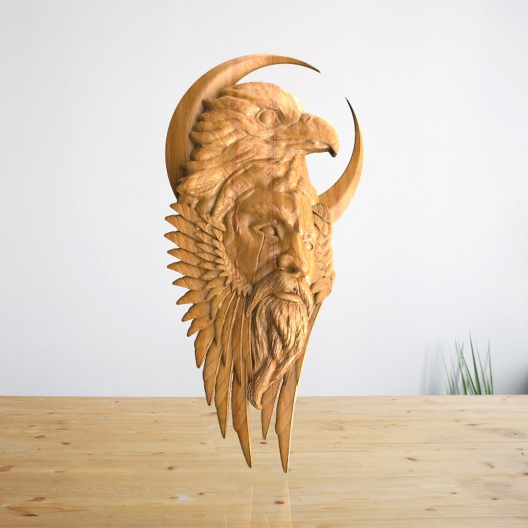 Native American Man and Eagle - STL File for CNC Wood Carving, Cnc ...