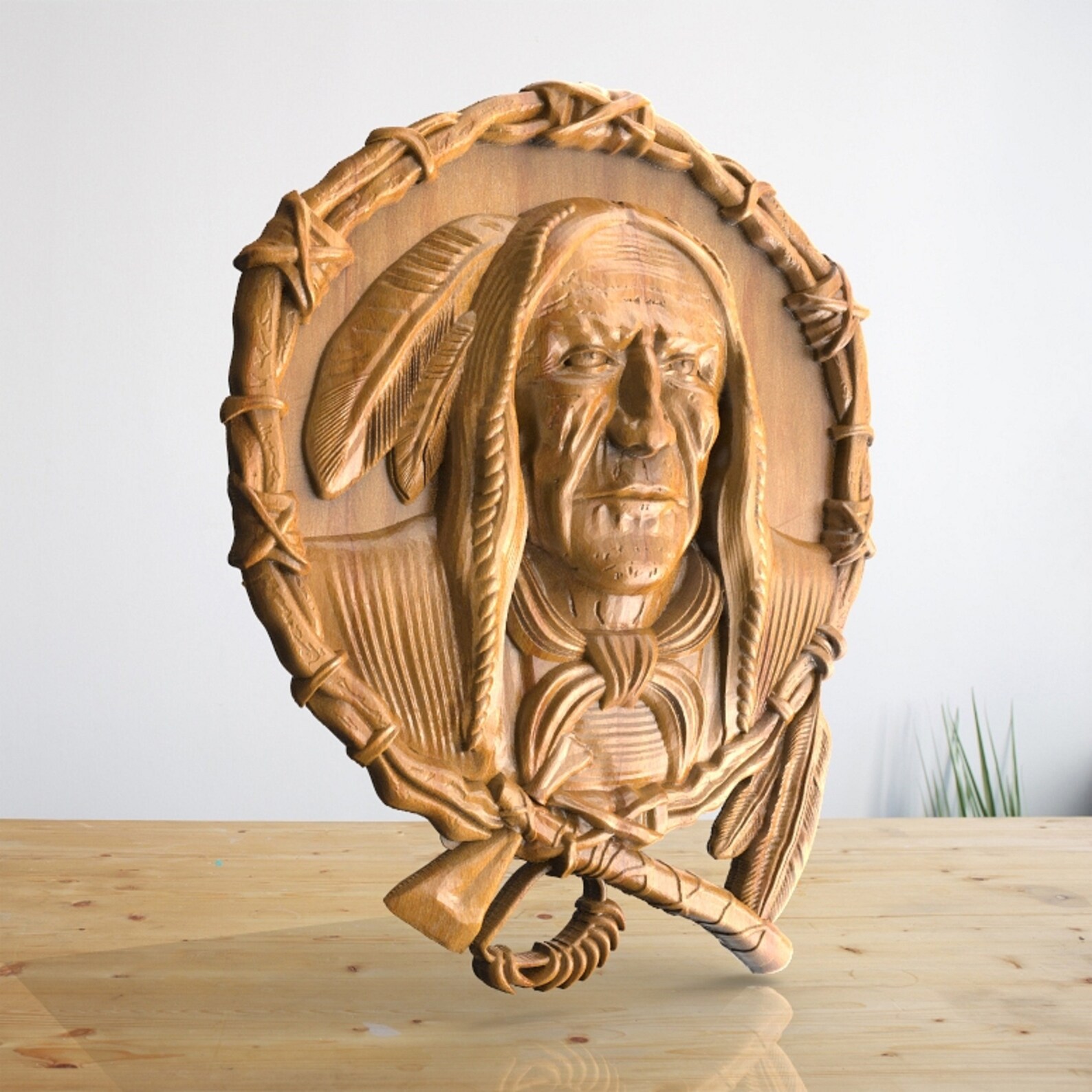 Native American Man - STL File for CNC Wood Carving, Cnc Router Files ...