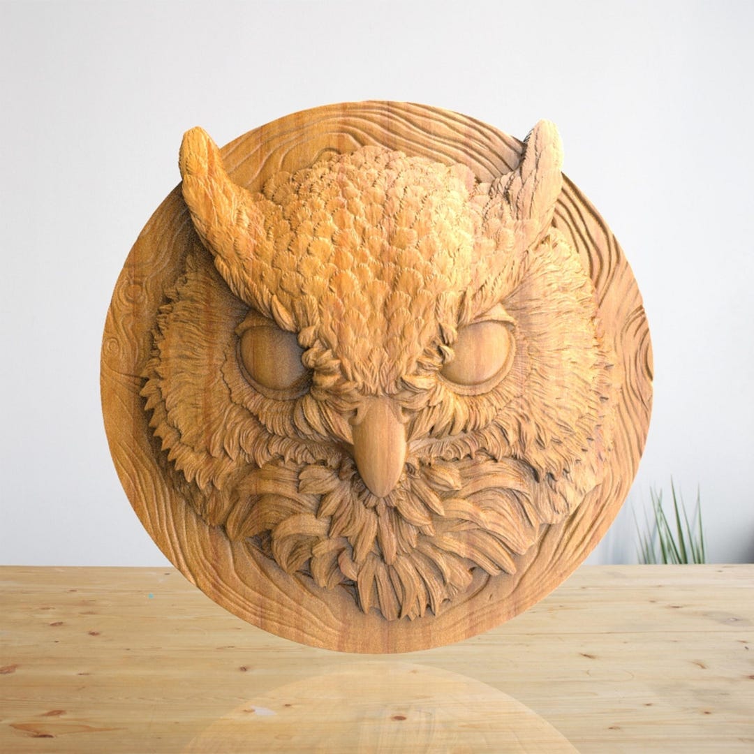 Owl Head - STL File for CNC Wood Carving, Cnc Router Files - Etsy
