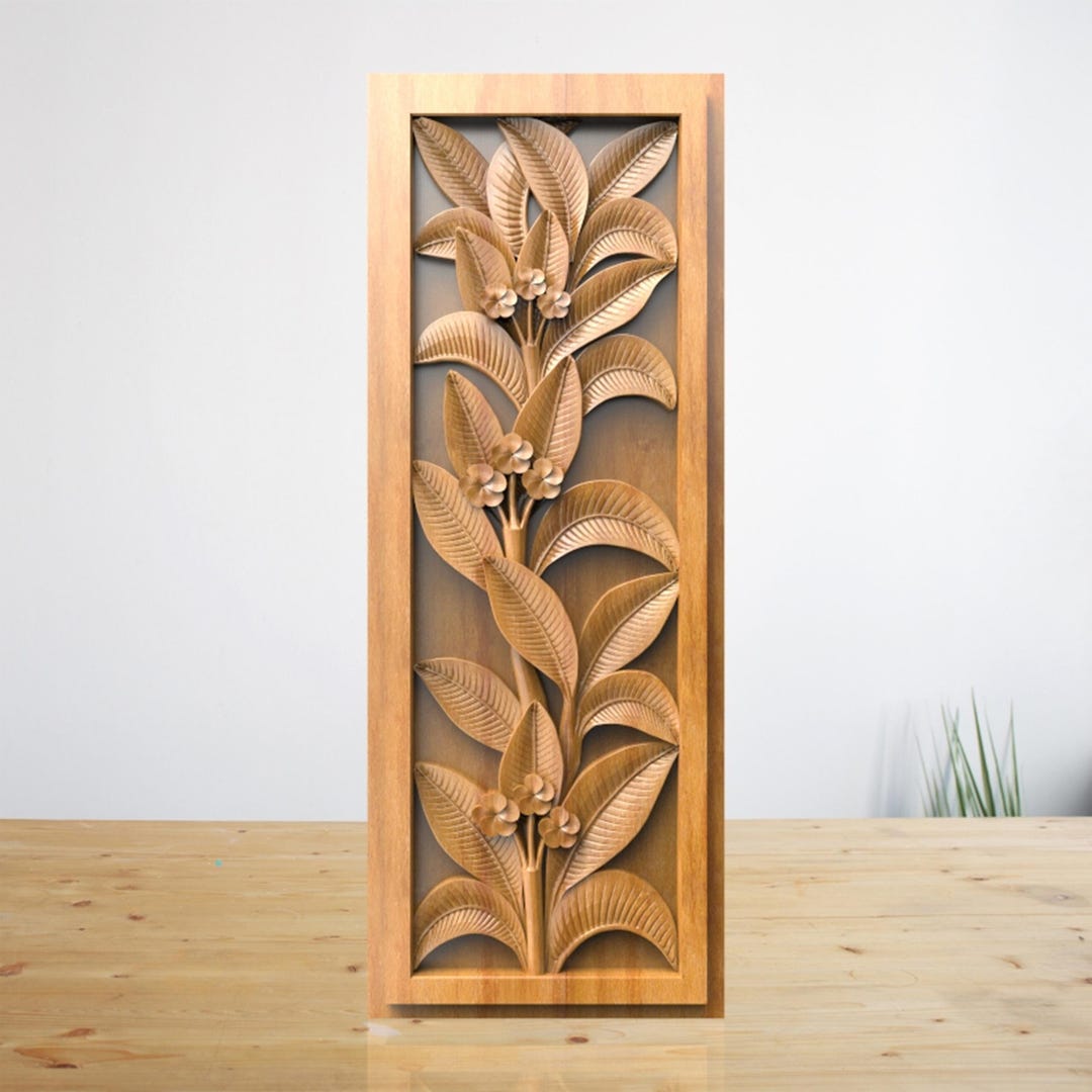Floral Vertical Panel 3D STL Model for CNC Router, Tropical Leaf Wall ...
