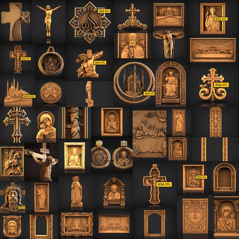 Religions Set 3D CNC Router STL Relief Pack: +300 STL Files of Panel ...