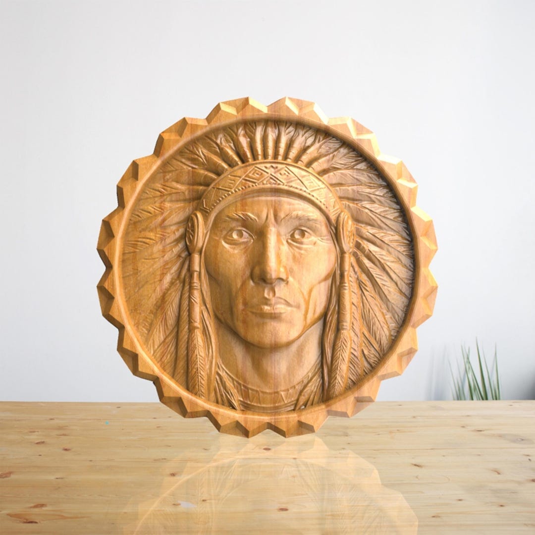 Native American Indian 3D STL Relief for CNC Router, Wood Carving, Wall ...