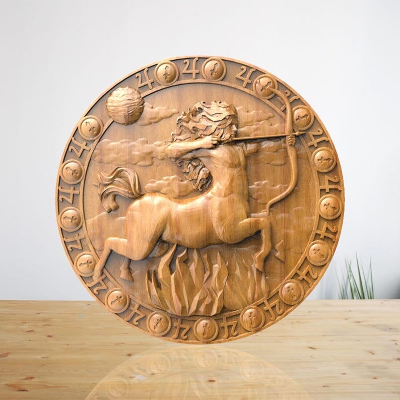 Sagittarius Zodiac Centaur STL File for CNC Carving, Wood Cnc Router ...