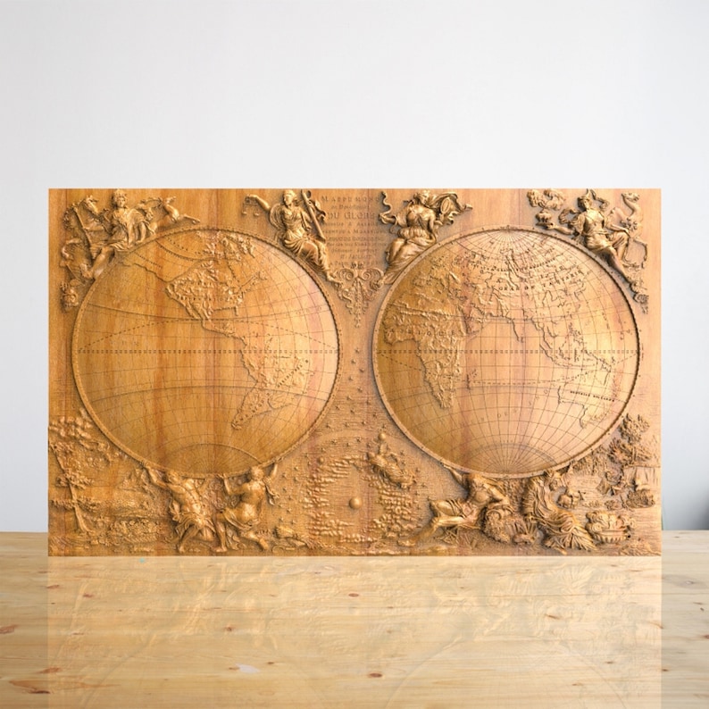 World Map Relief - STL File for CNC Wood Carving, Cnc Router Files - Etsy