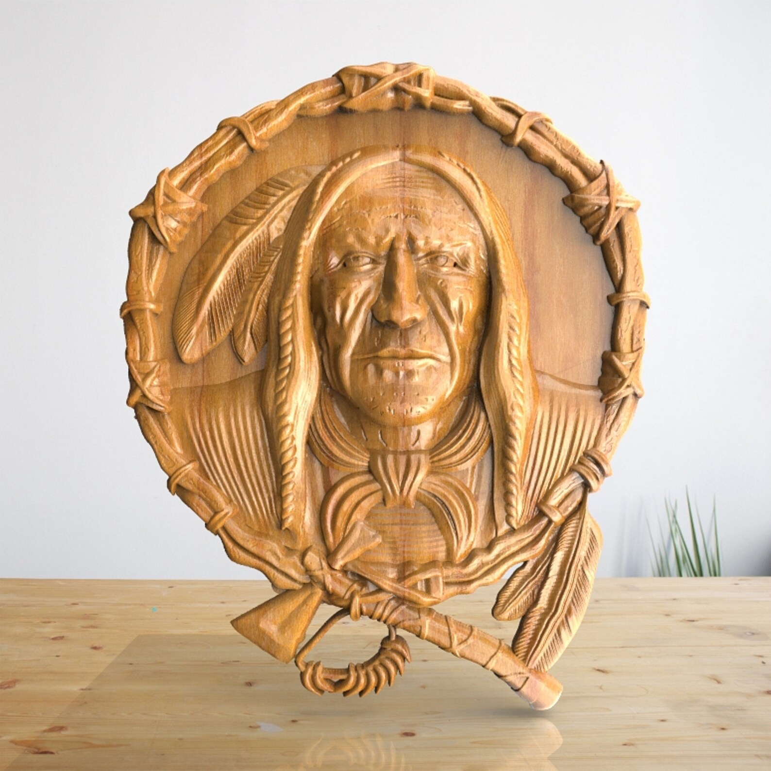 Native American Man - STL File for CNC Wood Carving, Cnc Router Files ...